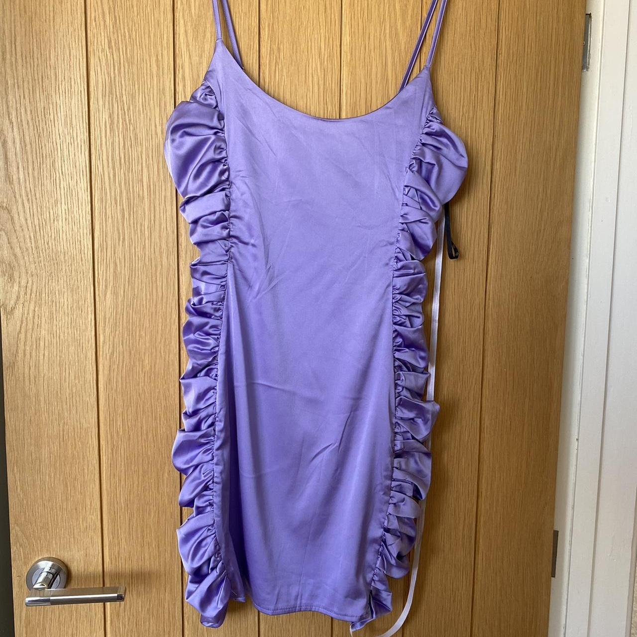Missguided satin rouche side purple dress, so... - Depop