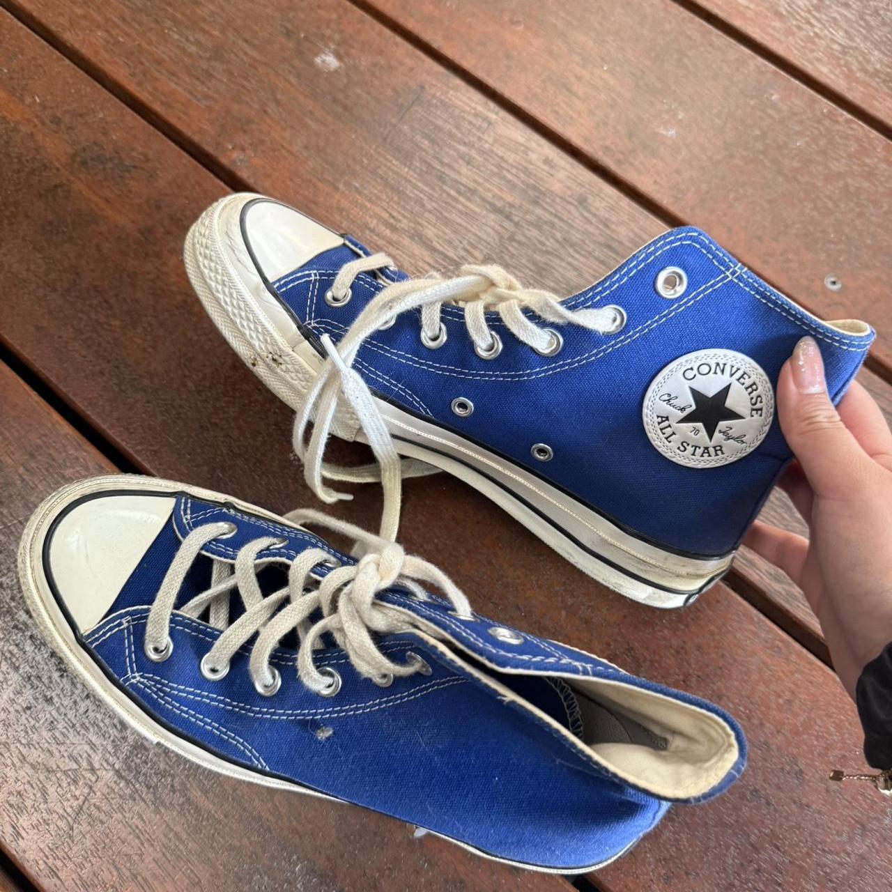dark blue converse | Depop
