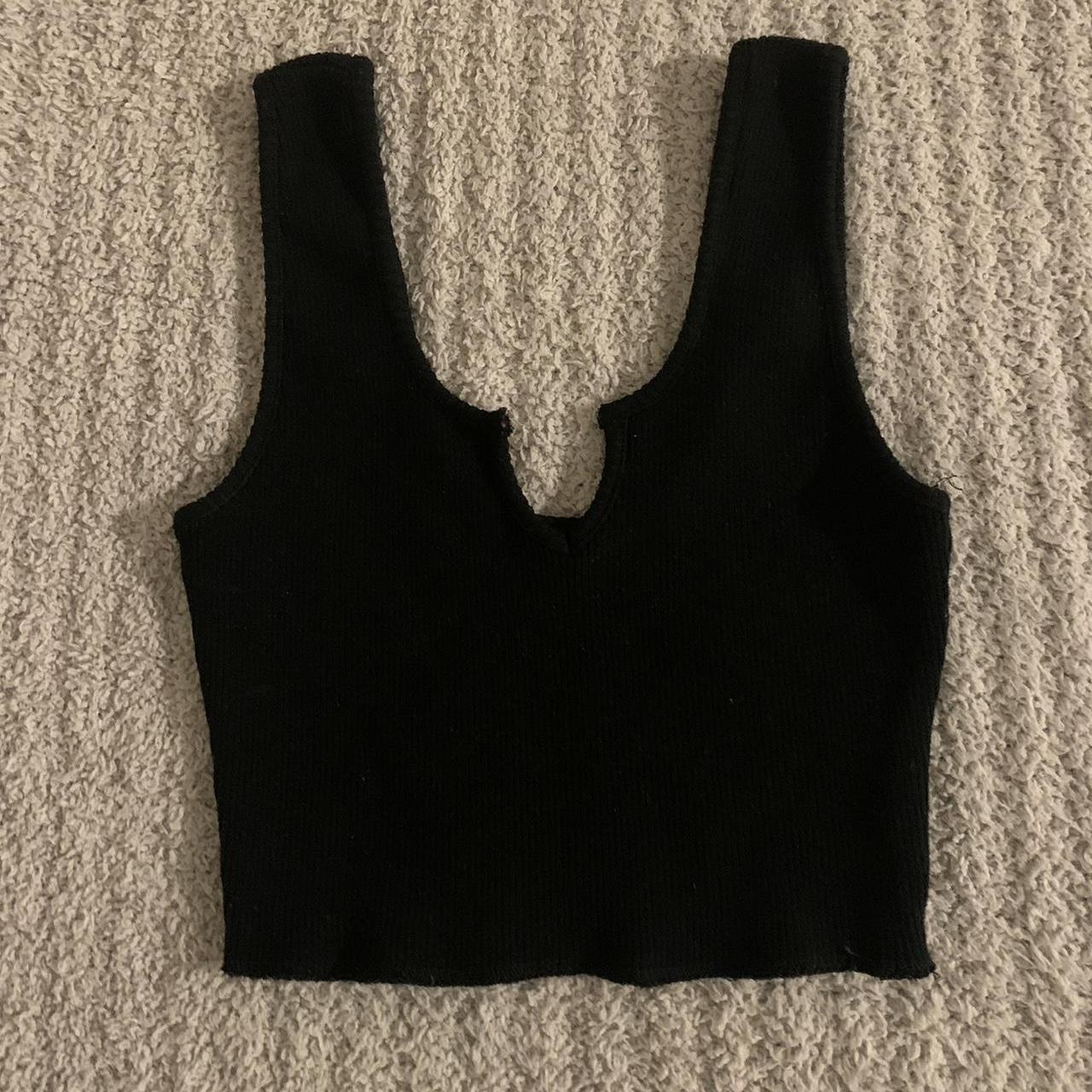 black ribbed crop top. Thick material. | Depop