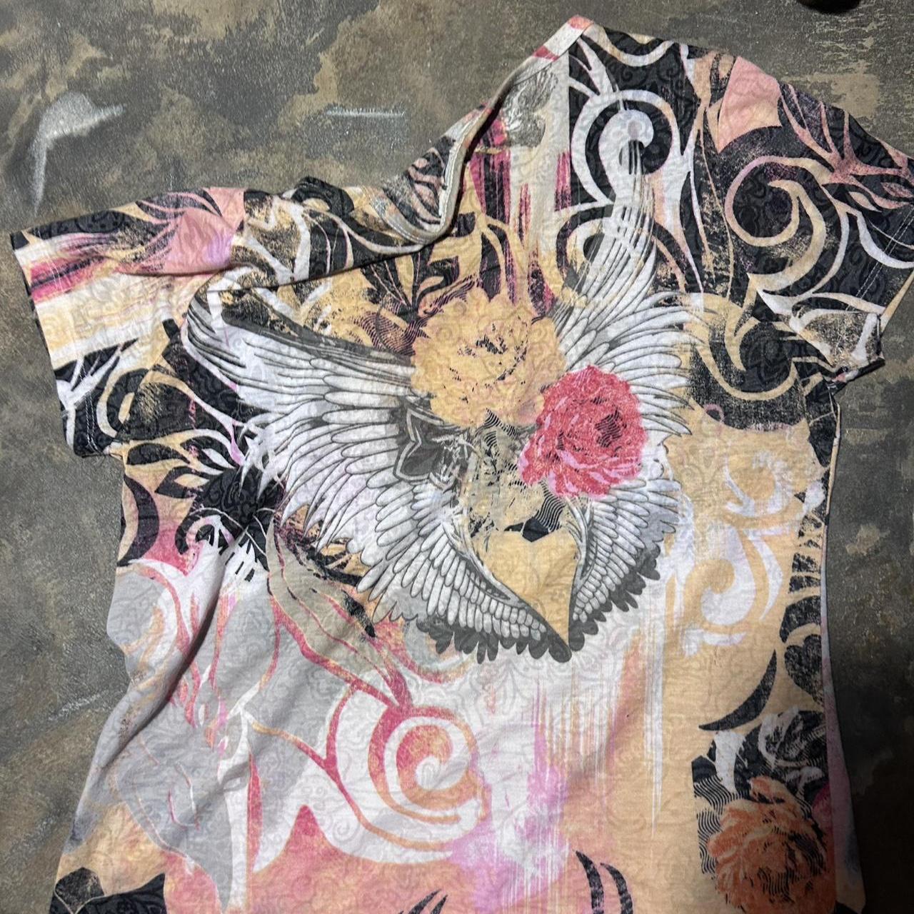 Gothic affliction style angel wing and heart... | Depop