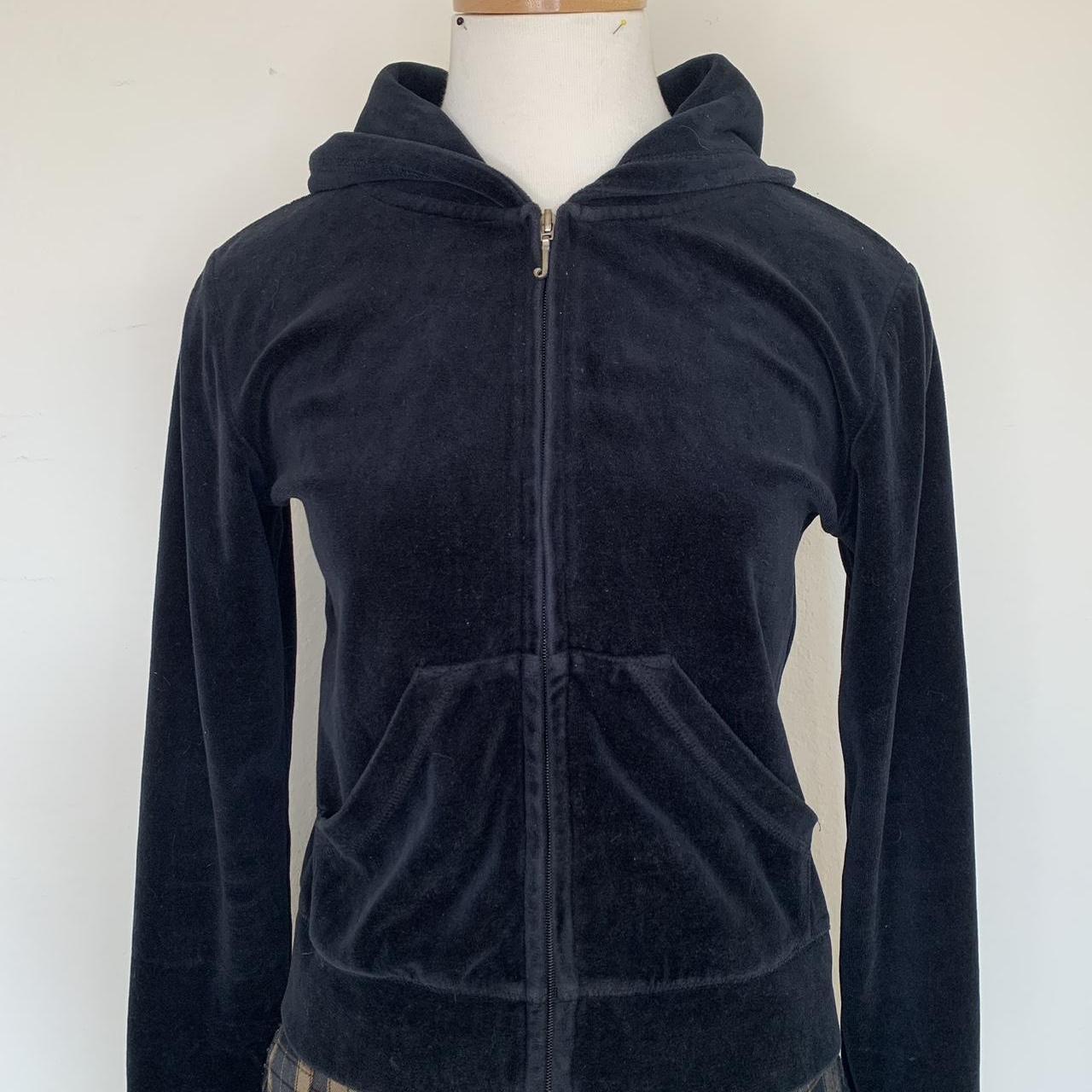 Black Juicy Couture Velour Zip up Hoodie with... | Depop
