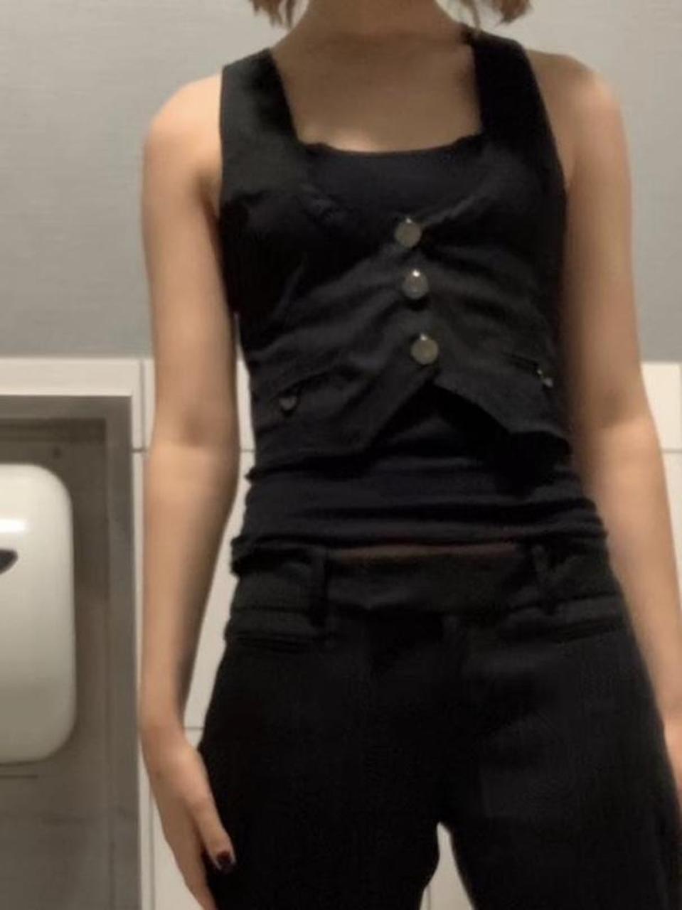 2000s black tuxedo vest with buttons - #punk #emo... - Depop