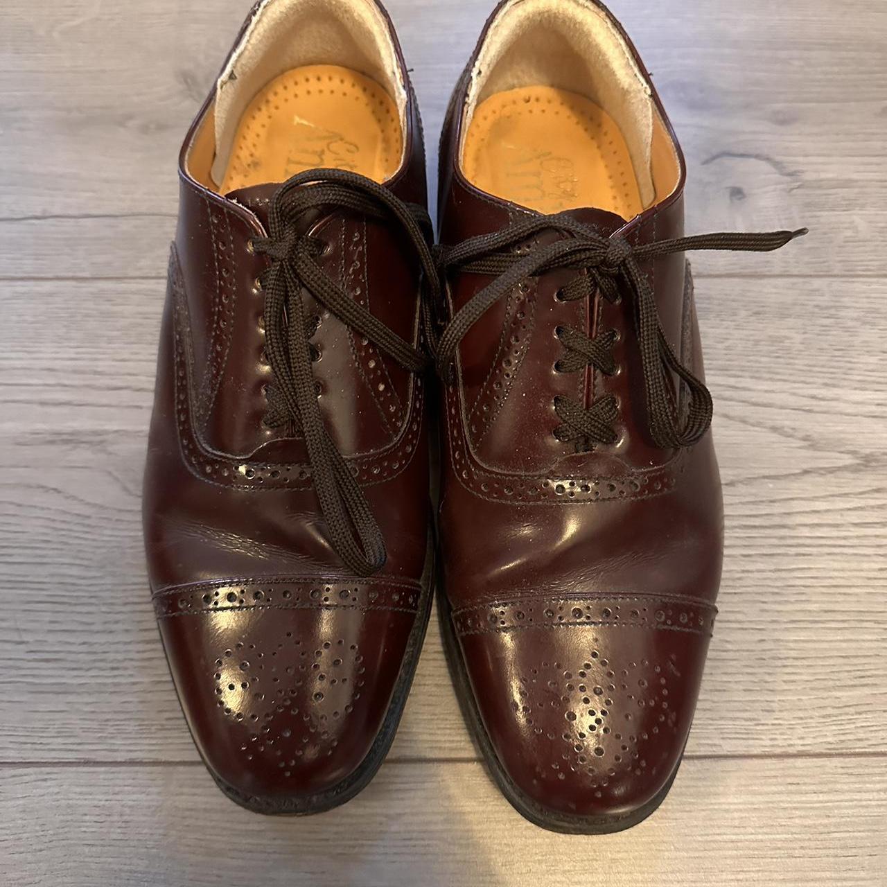 Gorgeous burgundy leather brogue shoes hardly worn... - Depop