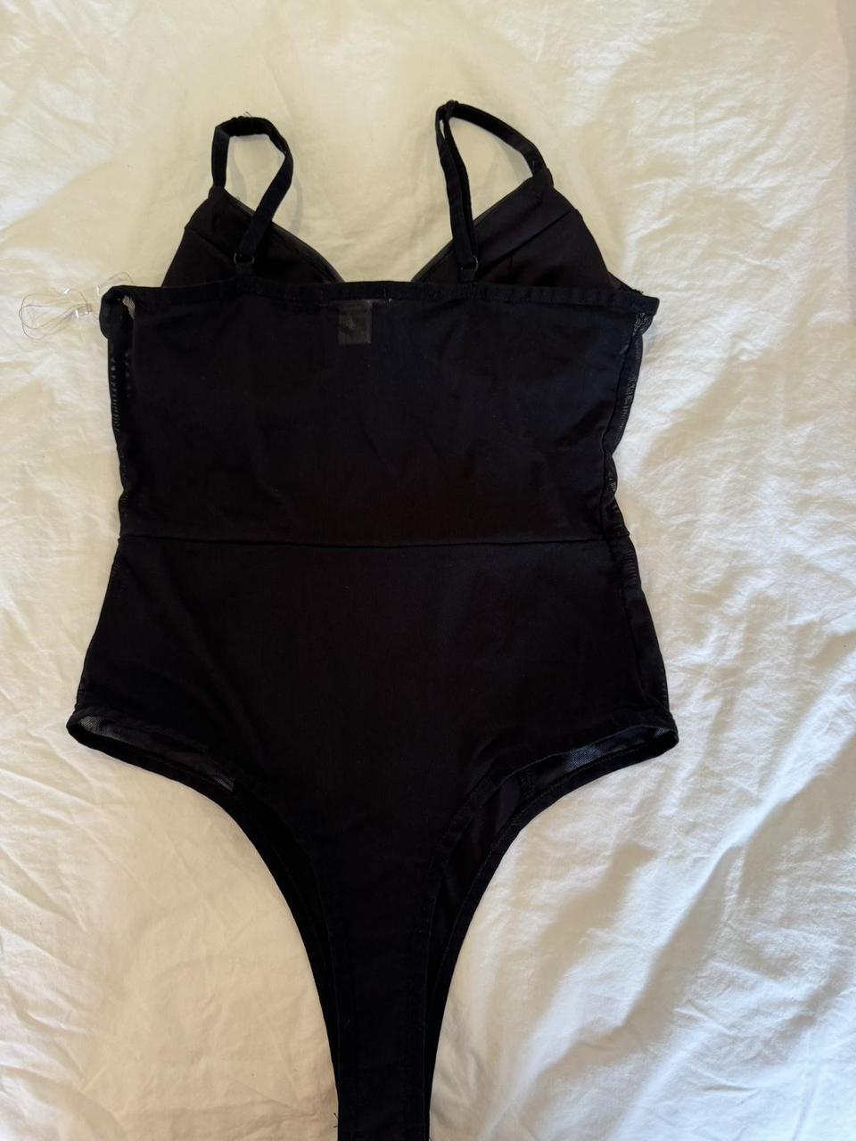 Black mesh and leather body suit! - Depop