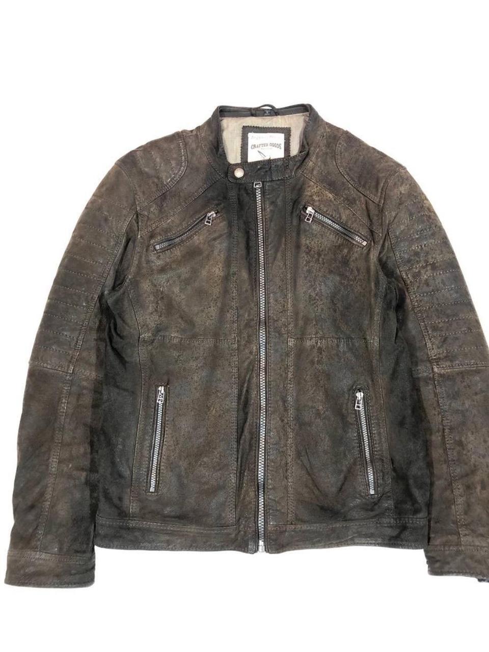 Angelo Litrico Vintage Leather Biker Jacket Size... - Depop