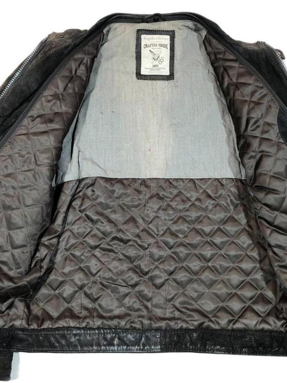 Angelo Litrico Vintage Leather Biker Jacket Size... - Depop