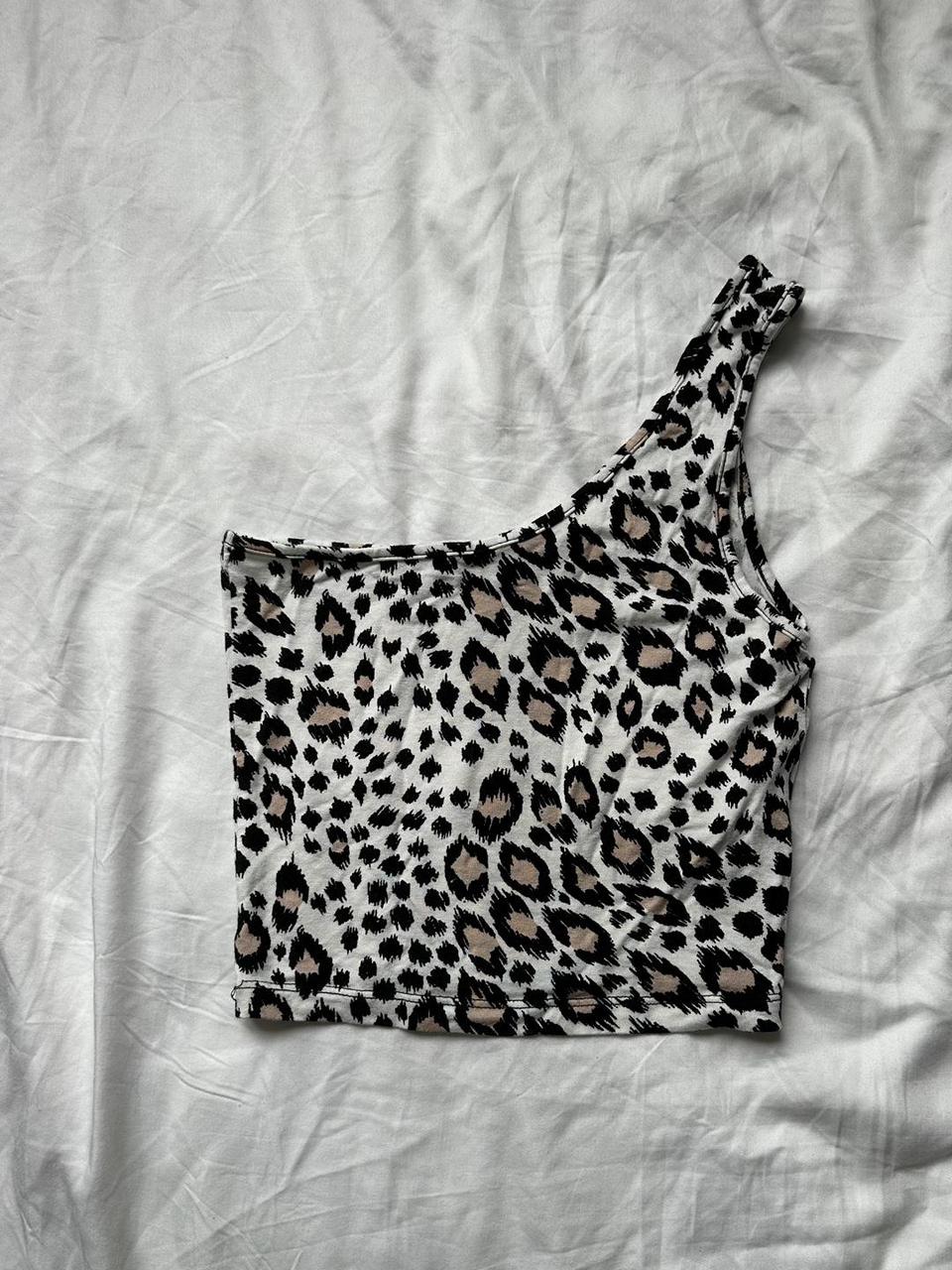 Subdued Leopard Print One Shoulder Top (Size XS) -... - Depop