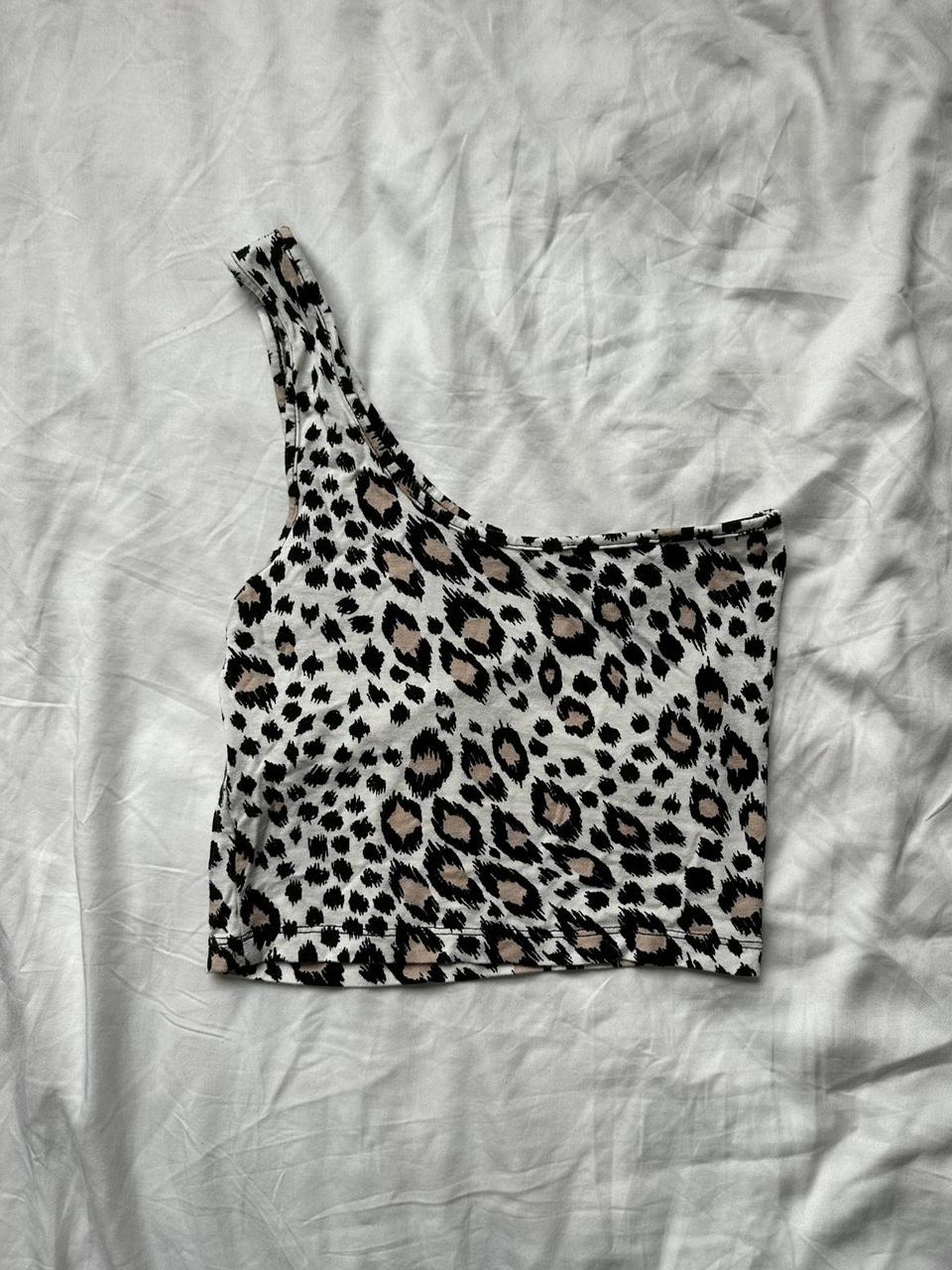 Subdued Leopard Print One Shoulder Top (Size XS) -... - Depop
