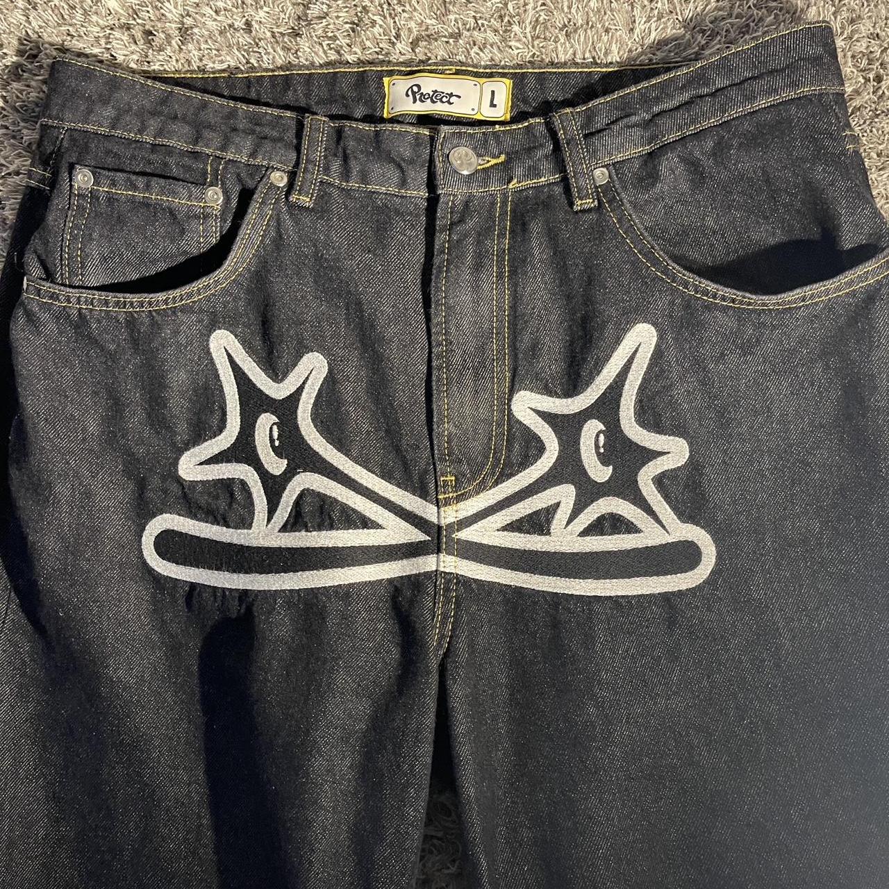 Protect ldn white spiked denim jeans New season.... - Depop