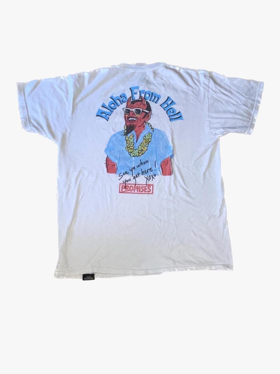 Broken Promises “Aloha From Hell” Devil Graphic Tee... - Depop