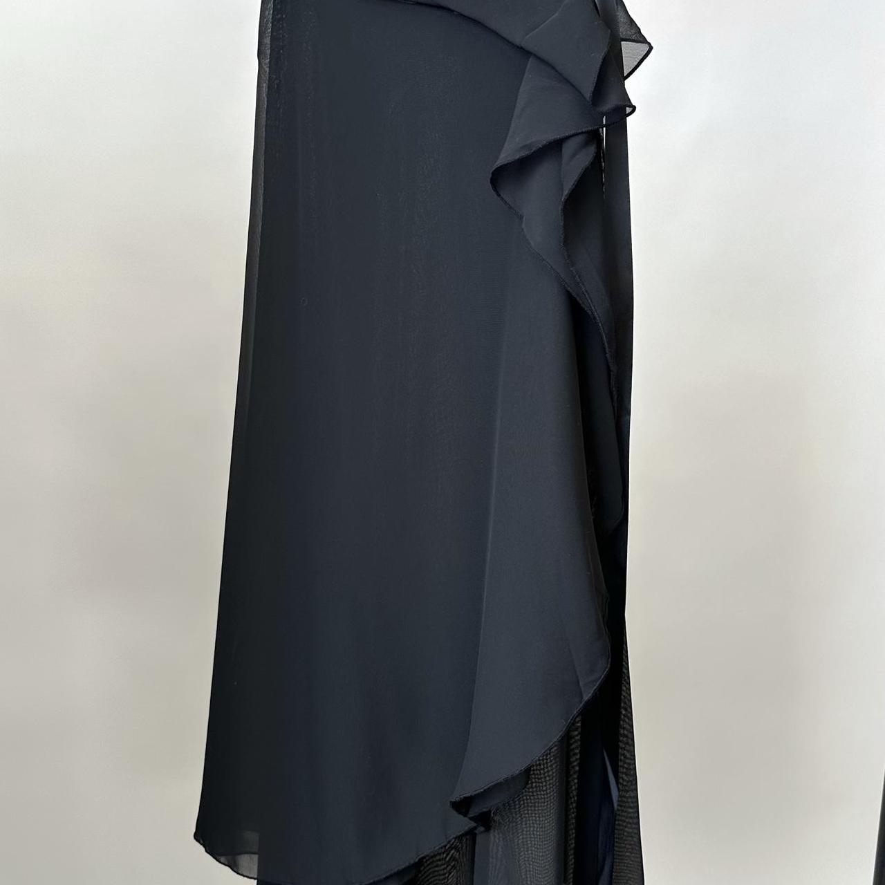 VINTAGE Silky Chiffon Sheer Black Wrap Around Skirt... | Depop