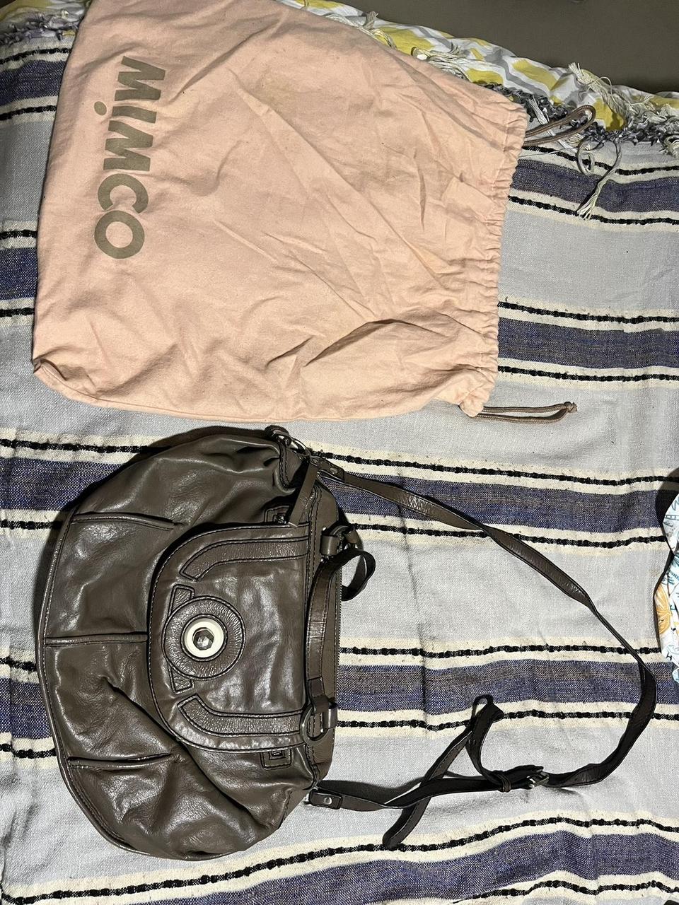 Mimco early 2000s mushroom grey leather handbag - Depop