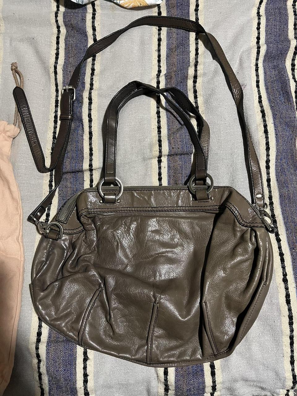 Mimco early 2000s mushroom grey leather handbag - Depop