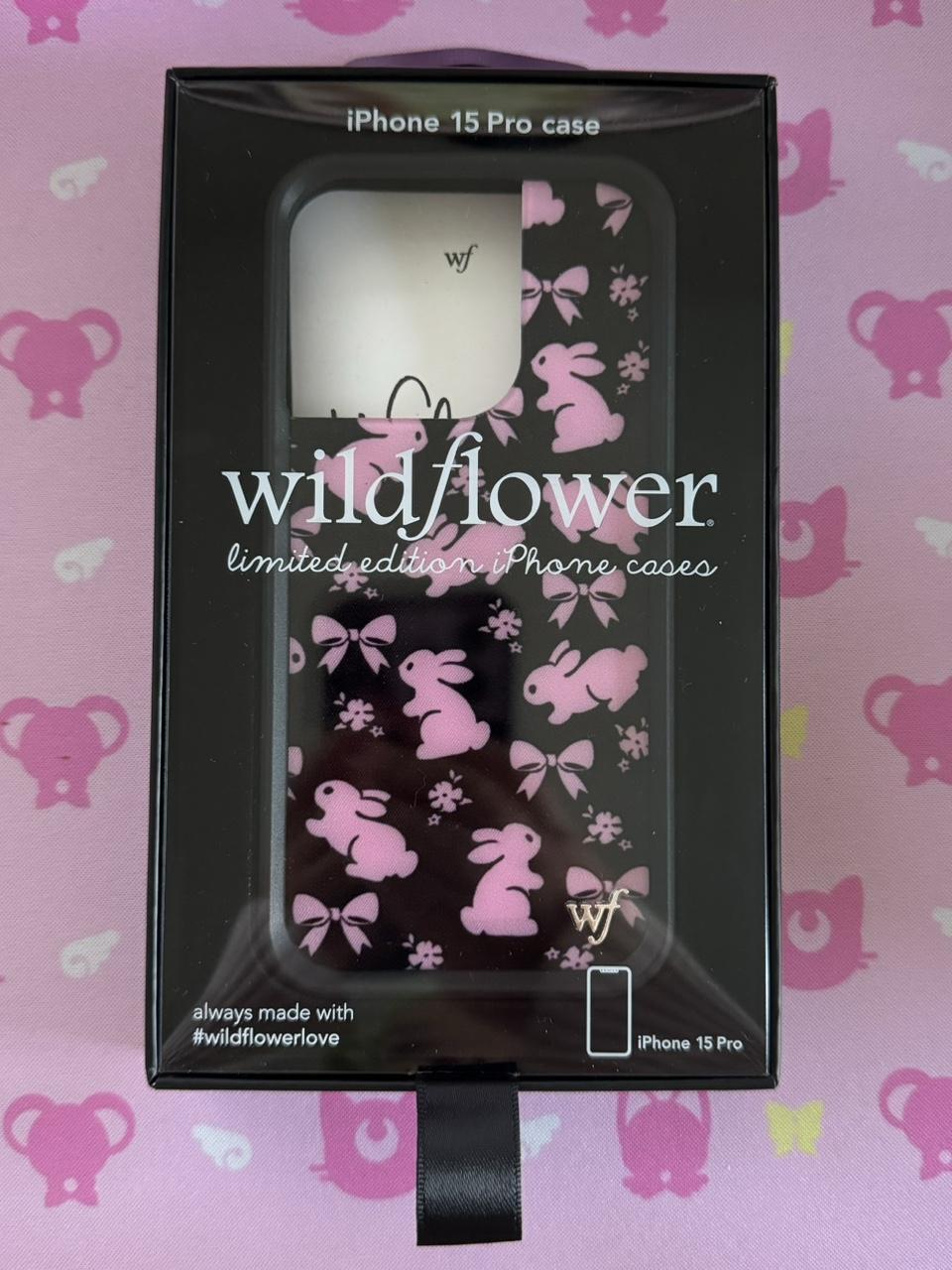 iPhone 15 Pro Pink Bunnies Wildflower Case Used... - Depop