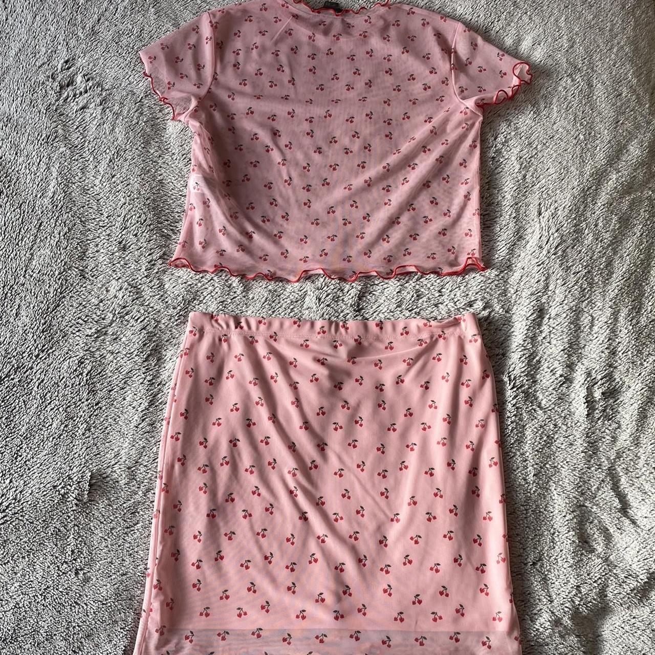 Primark pink cherry mesh coord 🍒 Worn once for a... | Depop