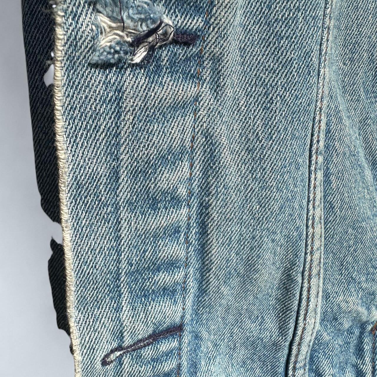 GAP vintage denim jacket with unique distressing and... | Depop