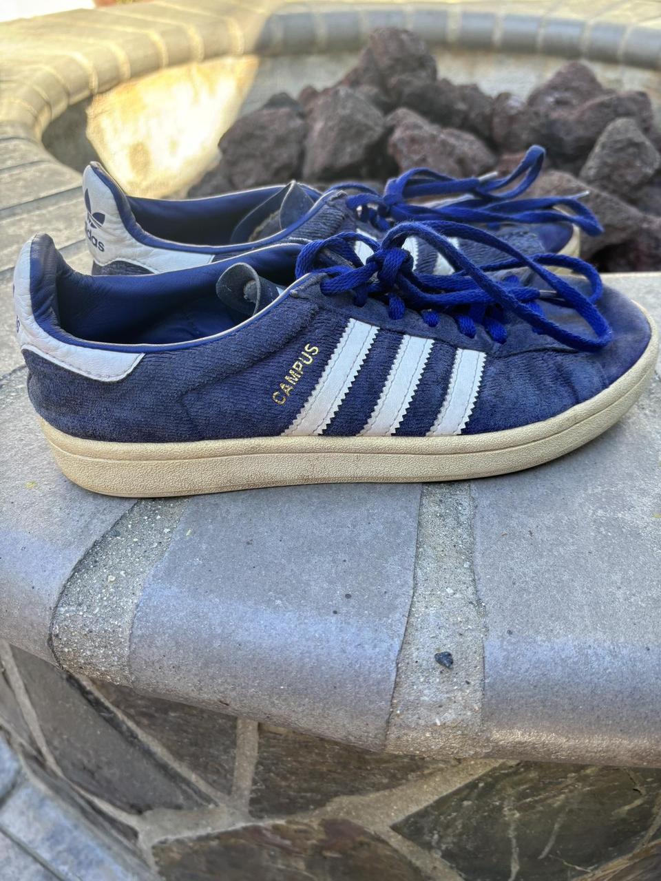 Blue suede adidas campus sneakers size 6 fits 6-7 - Depop