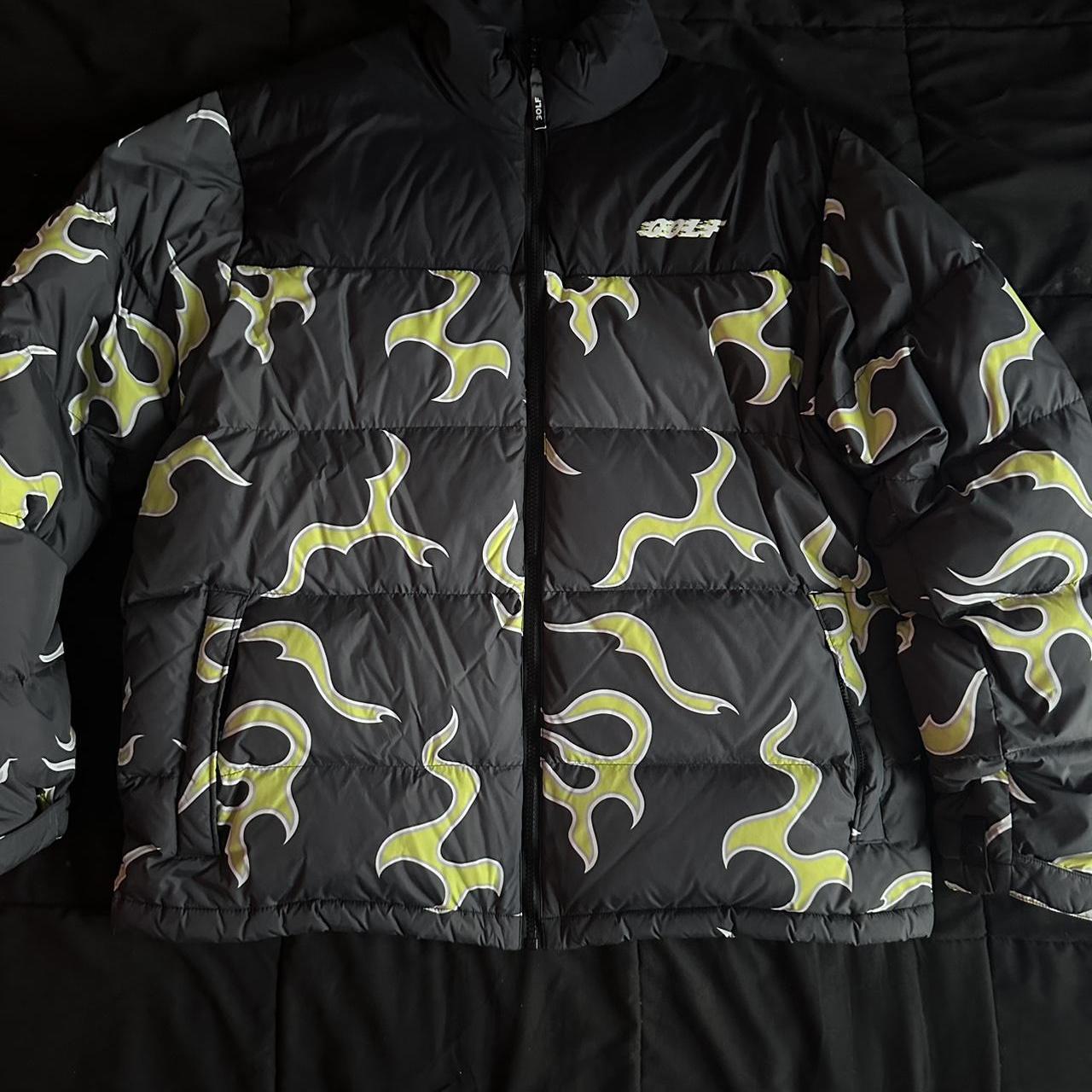 Golf Wang black flame puffer jacket Worn once | Depop