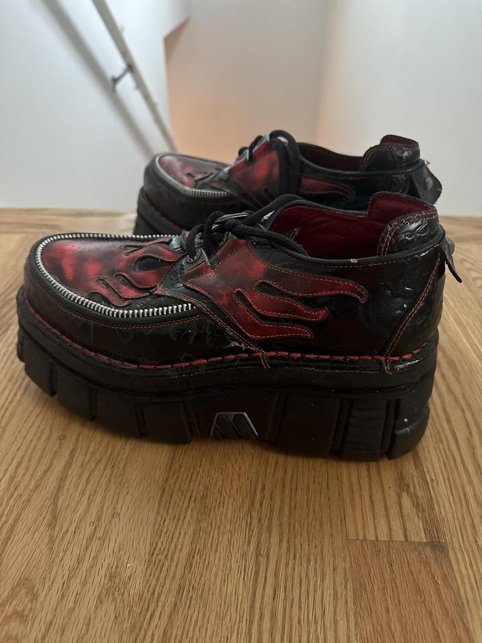New Rock custom platform red flame shoes Perfect... - Depop