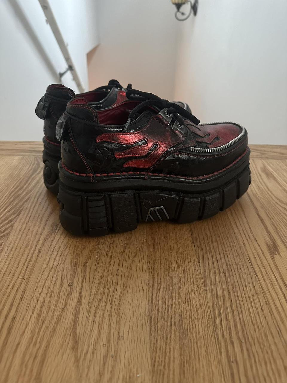 New Rock custom platform red flame shoes Perfect... - Depop