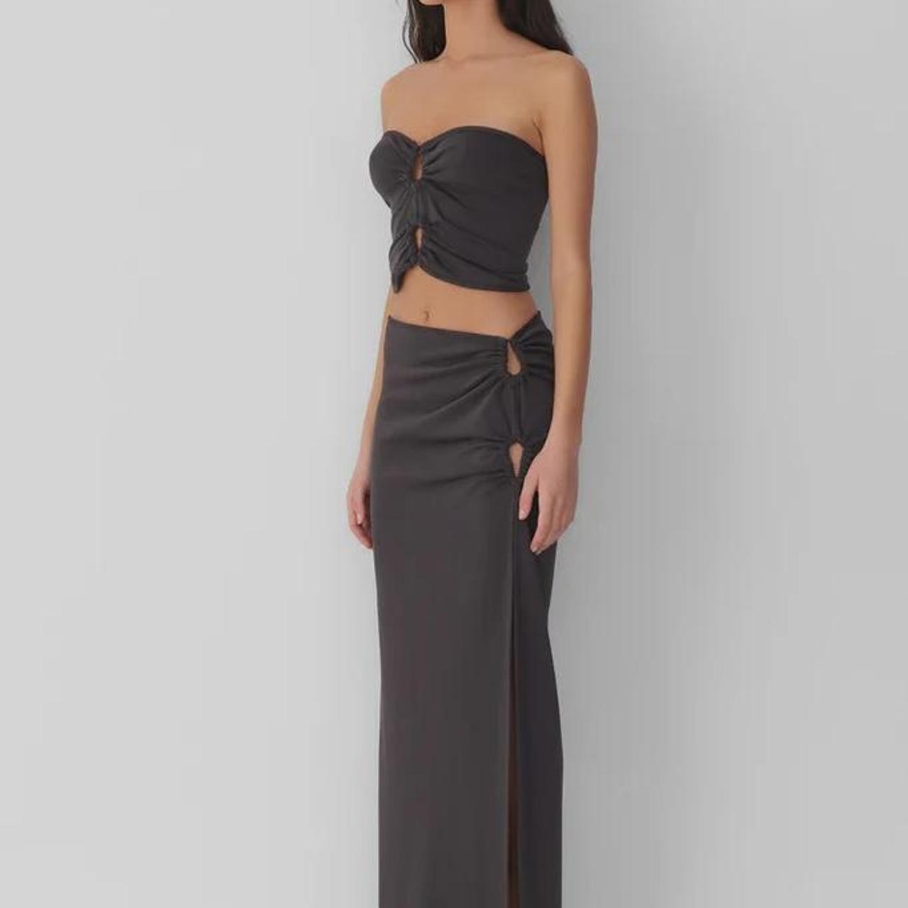 The wolf gang Eos bustier and Maxi skirt in charcoal... | Depop