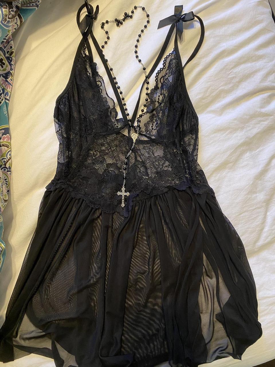 black lace intimate dress this dress is perfect for... - Depop