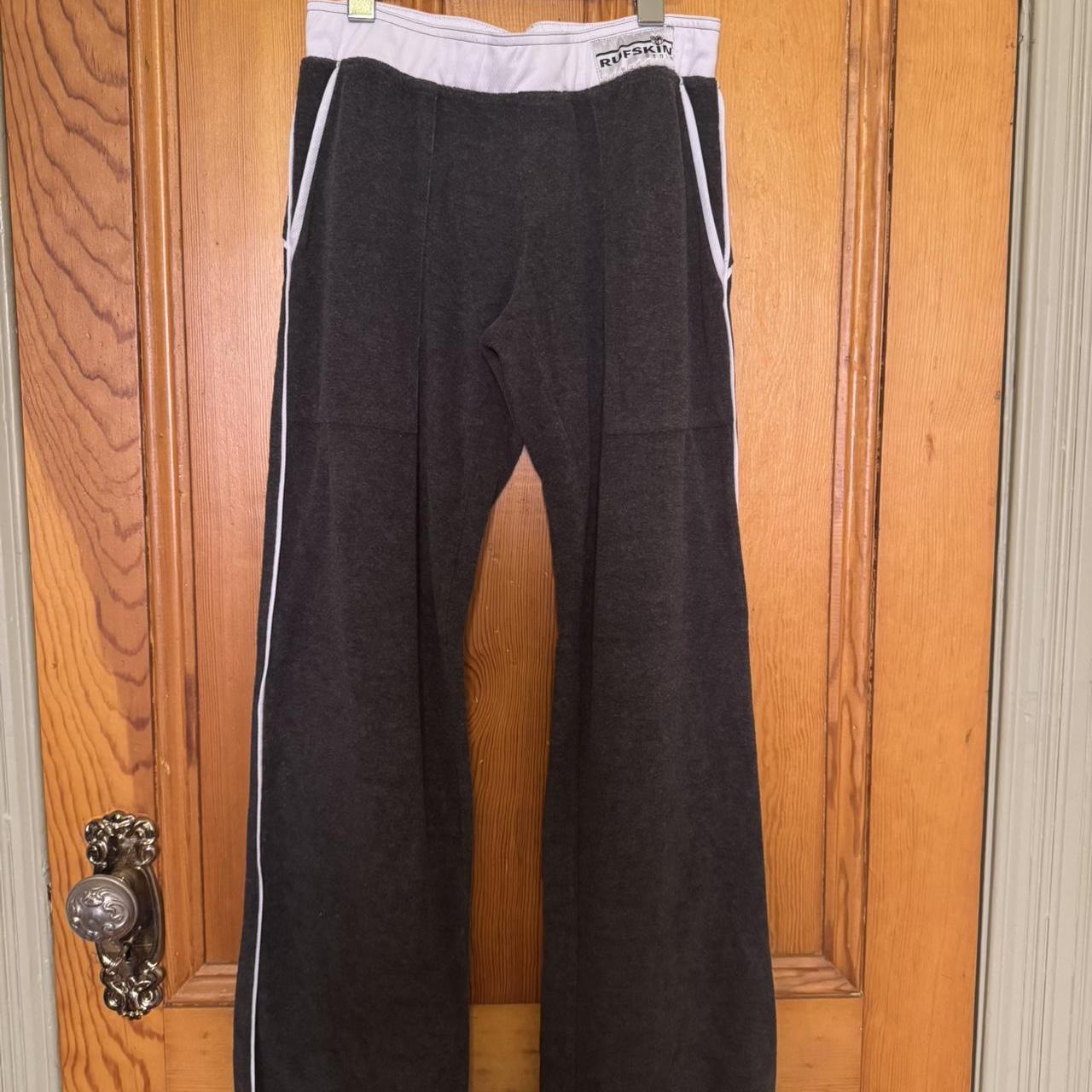 Dark grey and white Rufskin sweatpants made in USA... - Depop