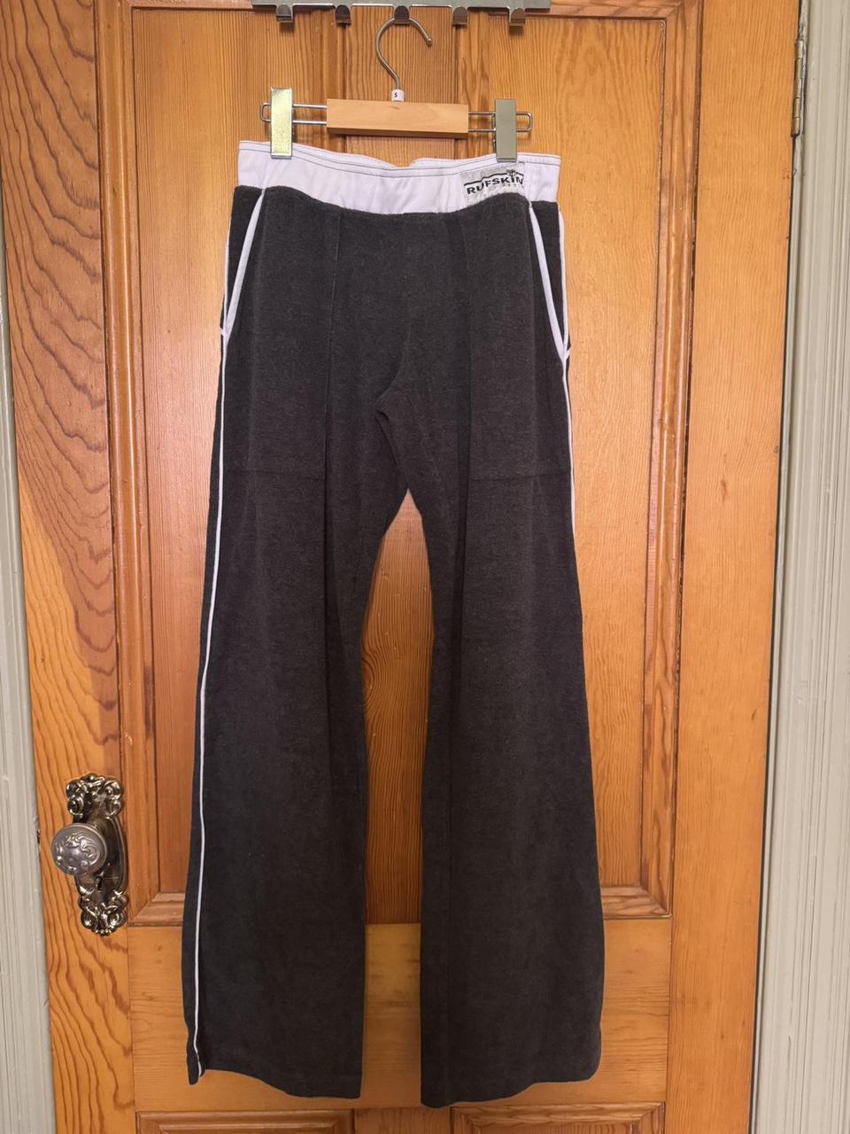 Dark grey and white Rufskin sweatpants made in USA... - Depop