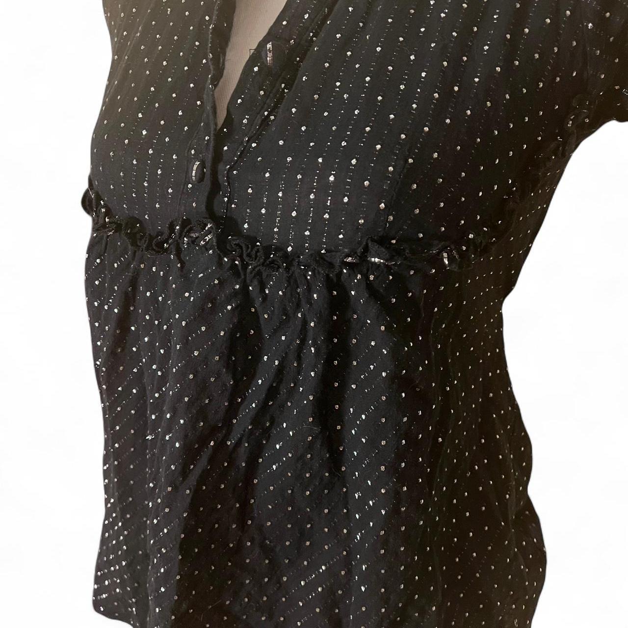 mystic office siren metallic babydoll tie back top -... | Depop