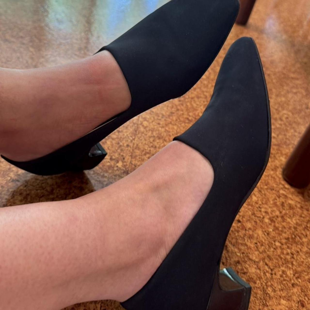 Super cute vintage navy Amber Rossi block heel... | Depop