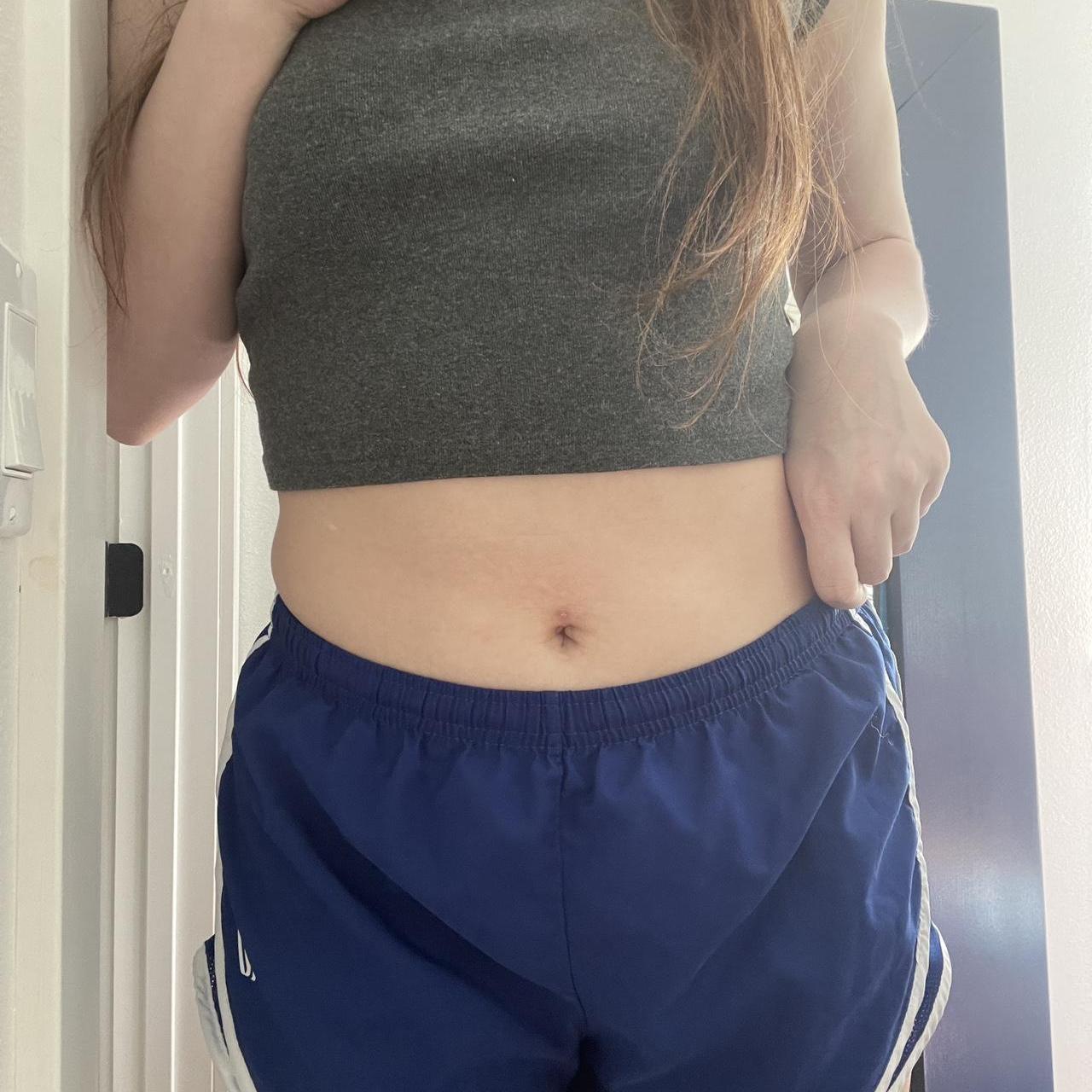 Blue & white varsity running shorts #gymwear... | Depop