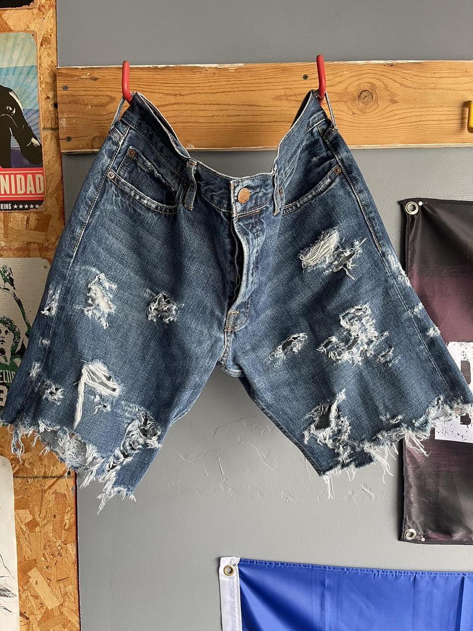 Custom distressed jorts - Depop