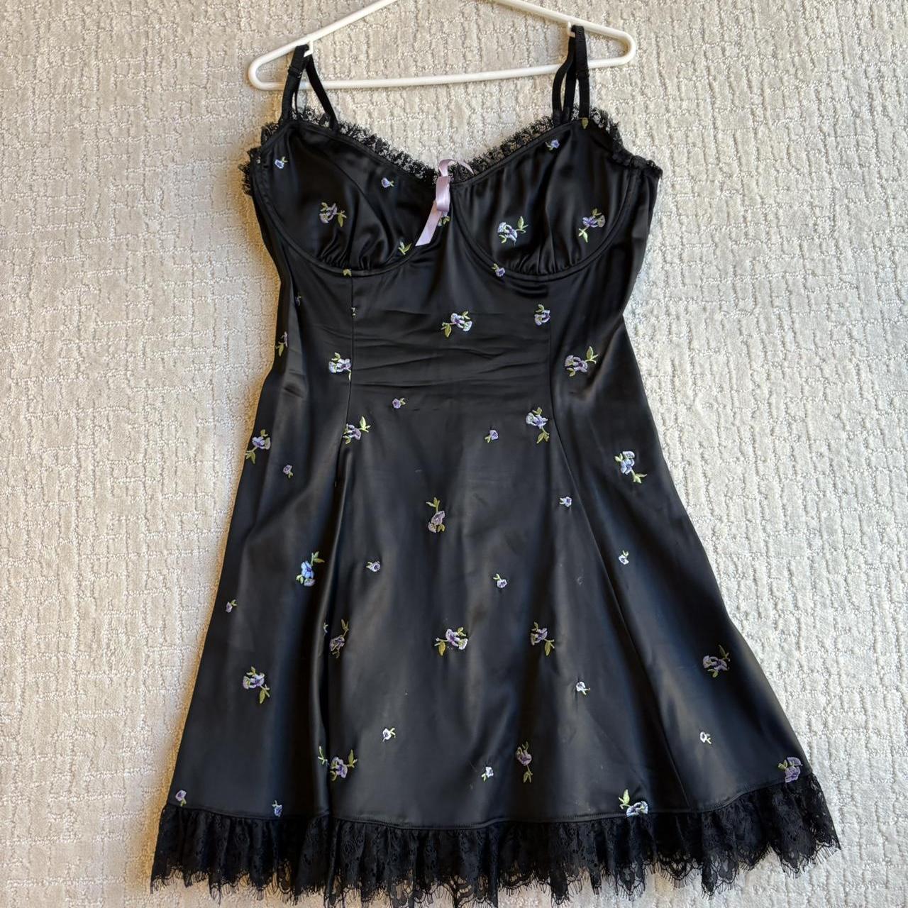 Dollskill Widow black and purple floral embroidered... - Depop