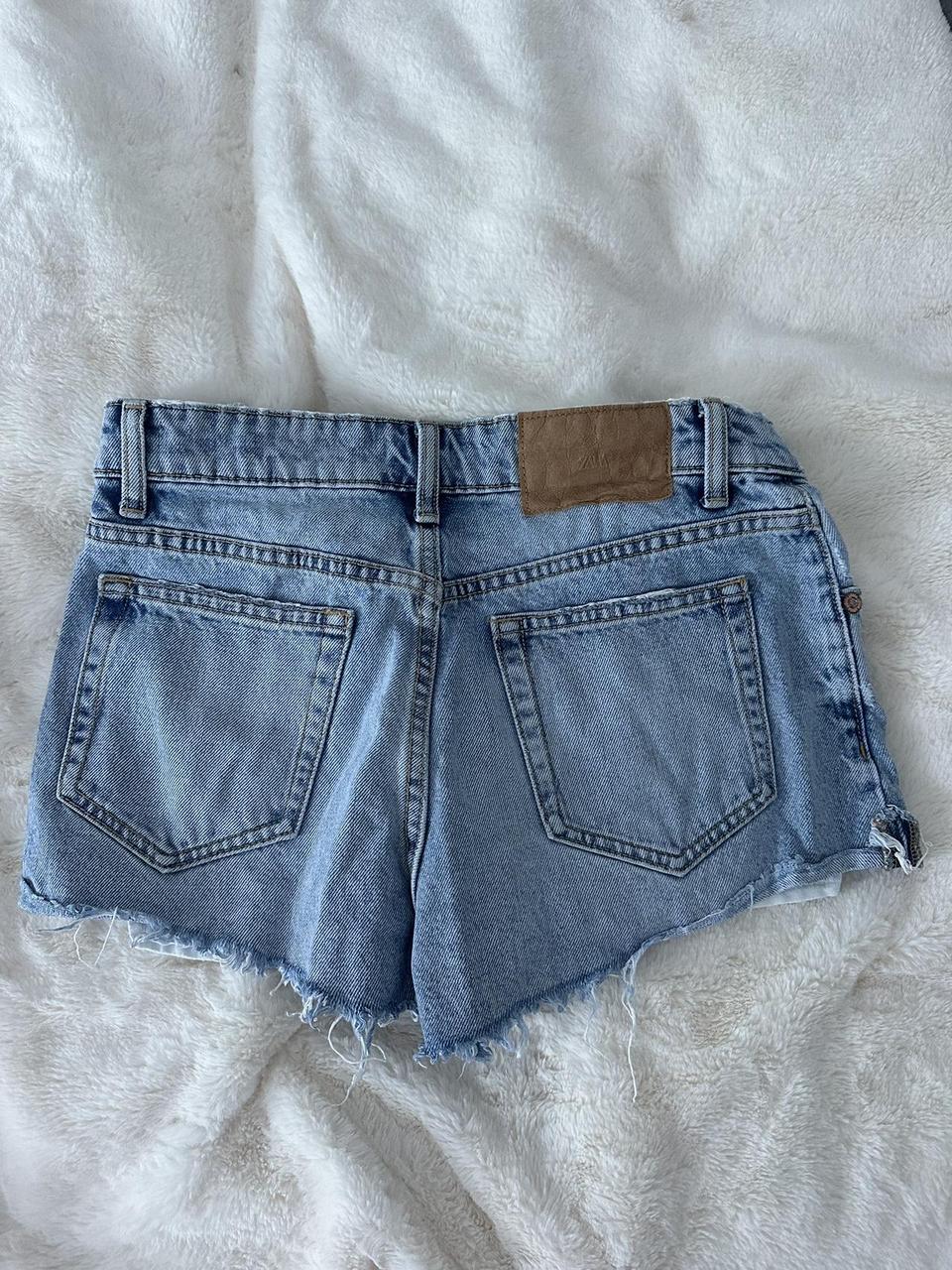 Zara light blue button up denim shorts - Depop