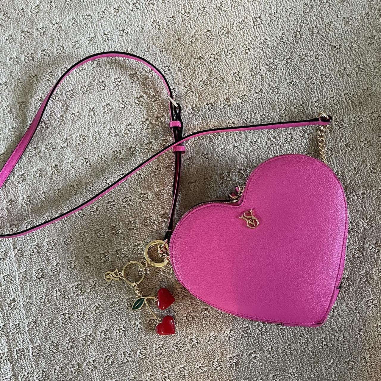 Victoria’s Secret pink heart bag with cherry hearts... - Depop