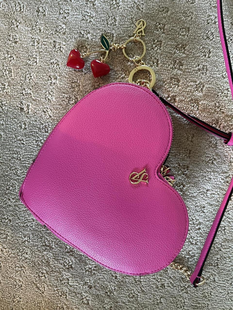 Victoria’s Secret pink heart bag with cherry hearts... - Depop