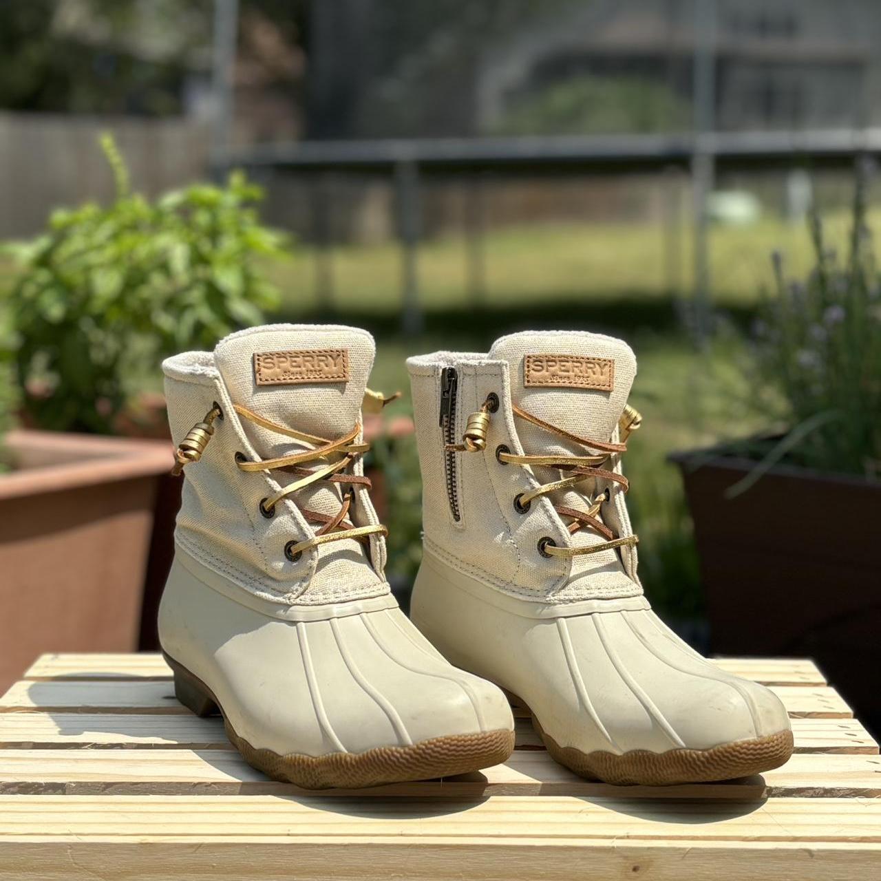 Sperry saltwater duck boots cream store