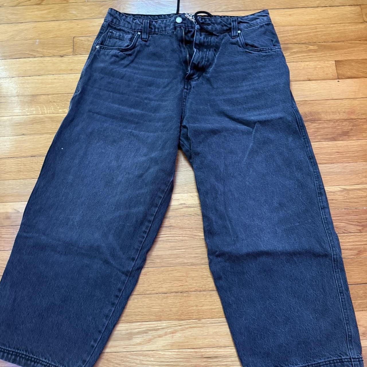 Atom Bomb black baggy jeans with design in back... | Depop