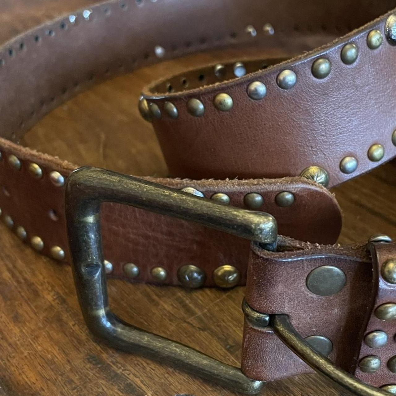 Studded leather belt Kew brand, large, length 43... - Depop