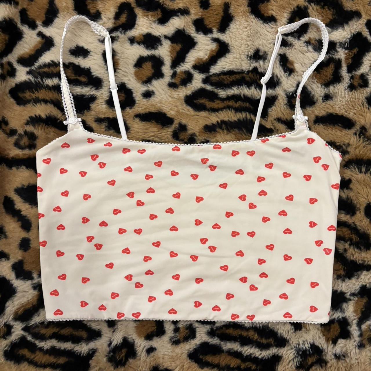 skims valentines heart cropped tank top with rose... | Depop