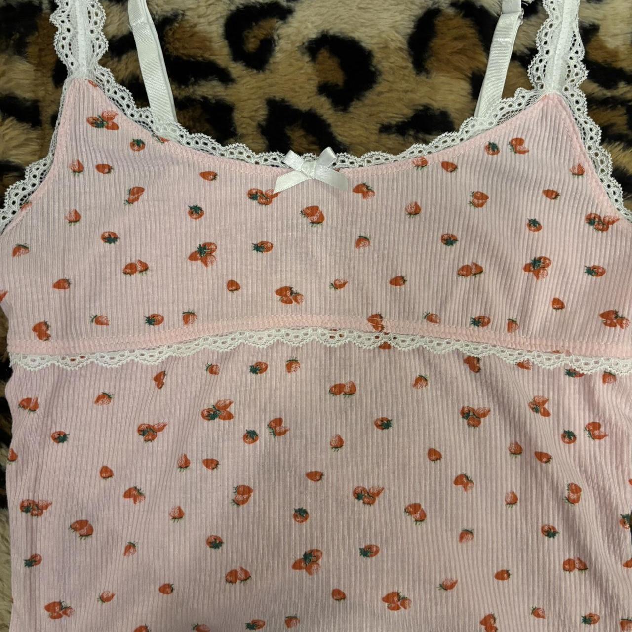 super cute baby pink edikted strawberry tank top w/... | Depop