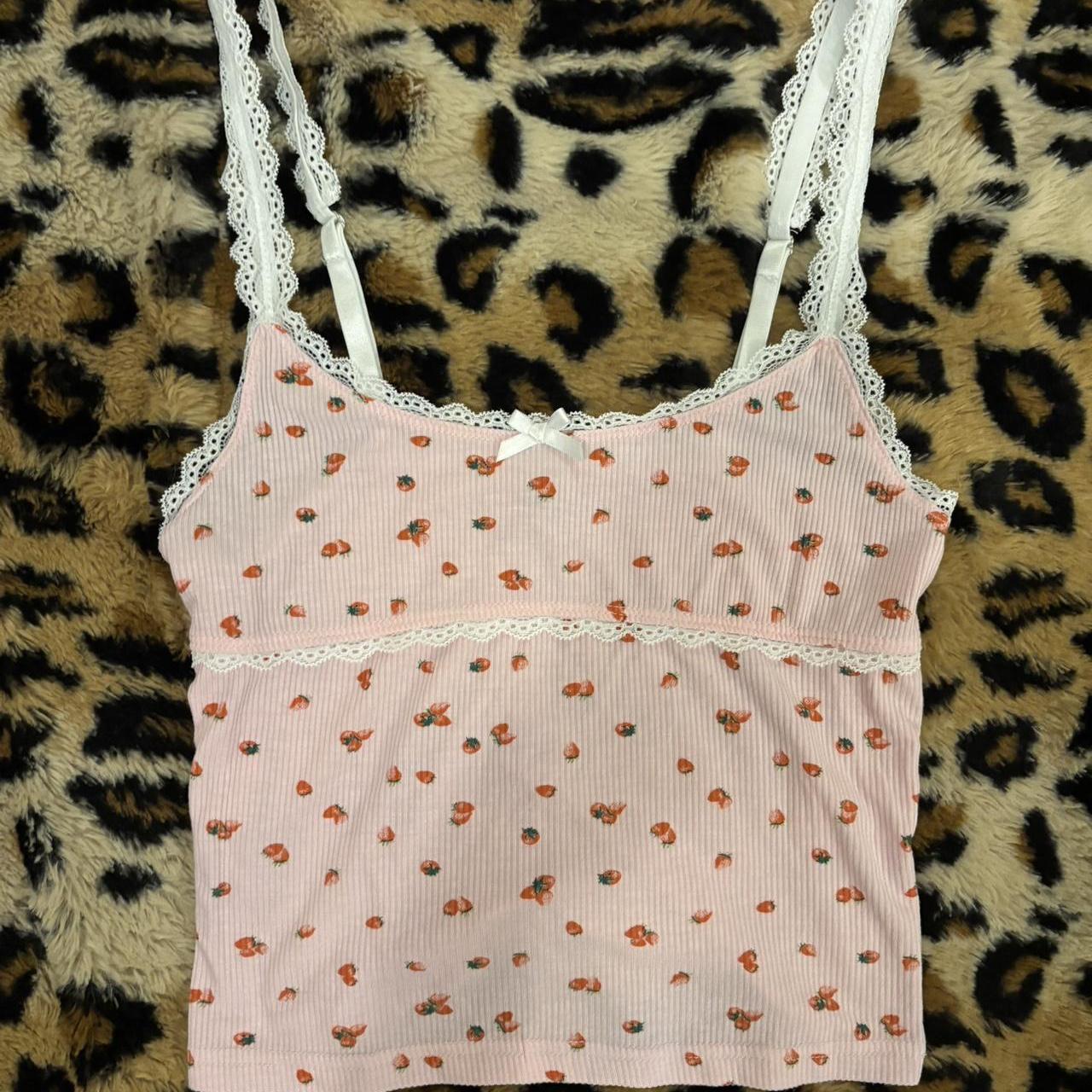super cute baby pink edikted strawberry tank top w/... | Depop