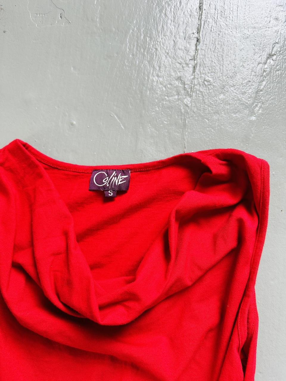 Red peplum cowl neck - Depop