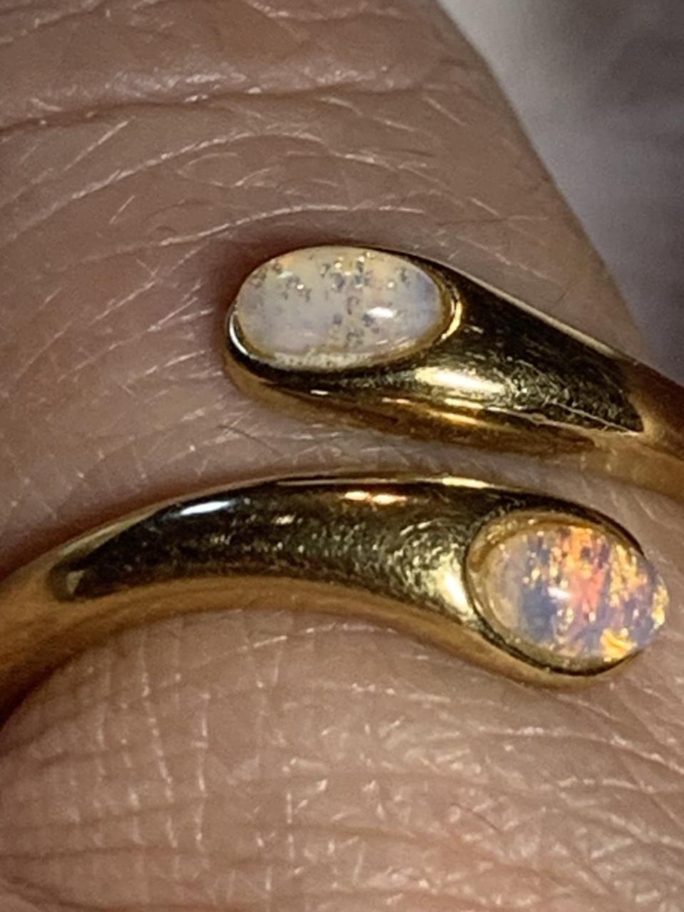 Vintage Avon Ring Faux Opal pink Size 8.5 Wrap ring... - Depop