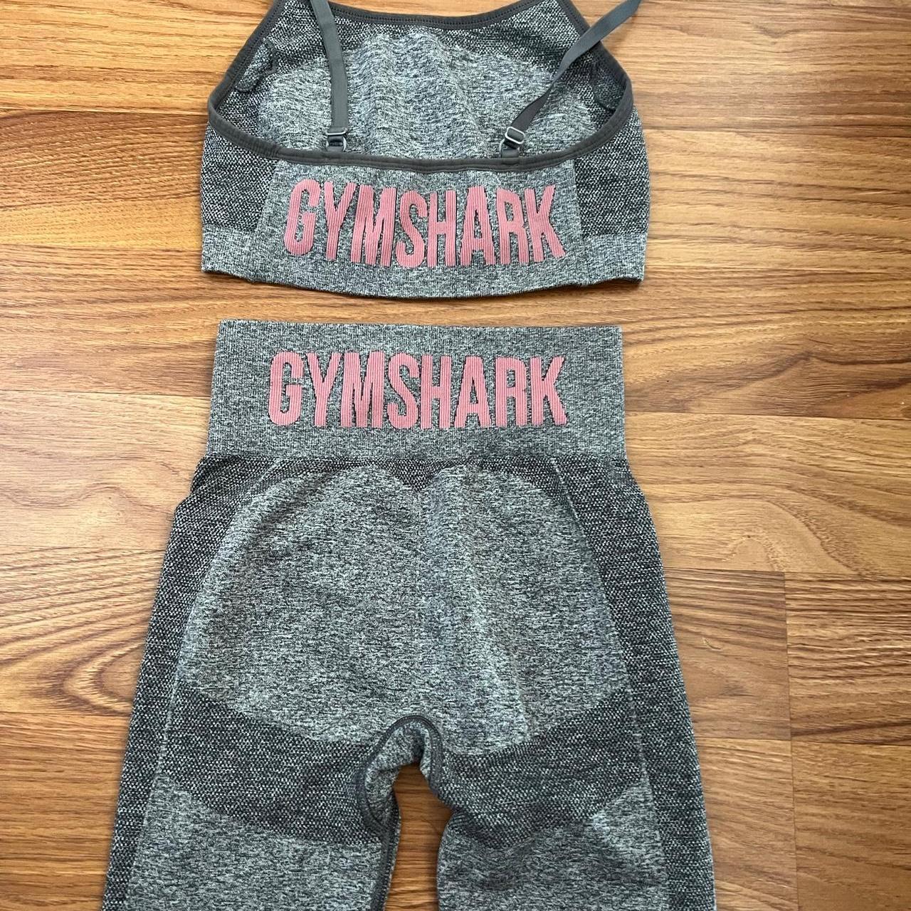 Gymshark grey and pink seamless sportswear set... | Depop