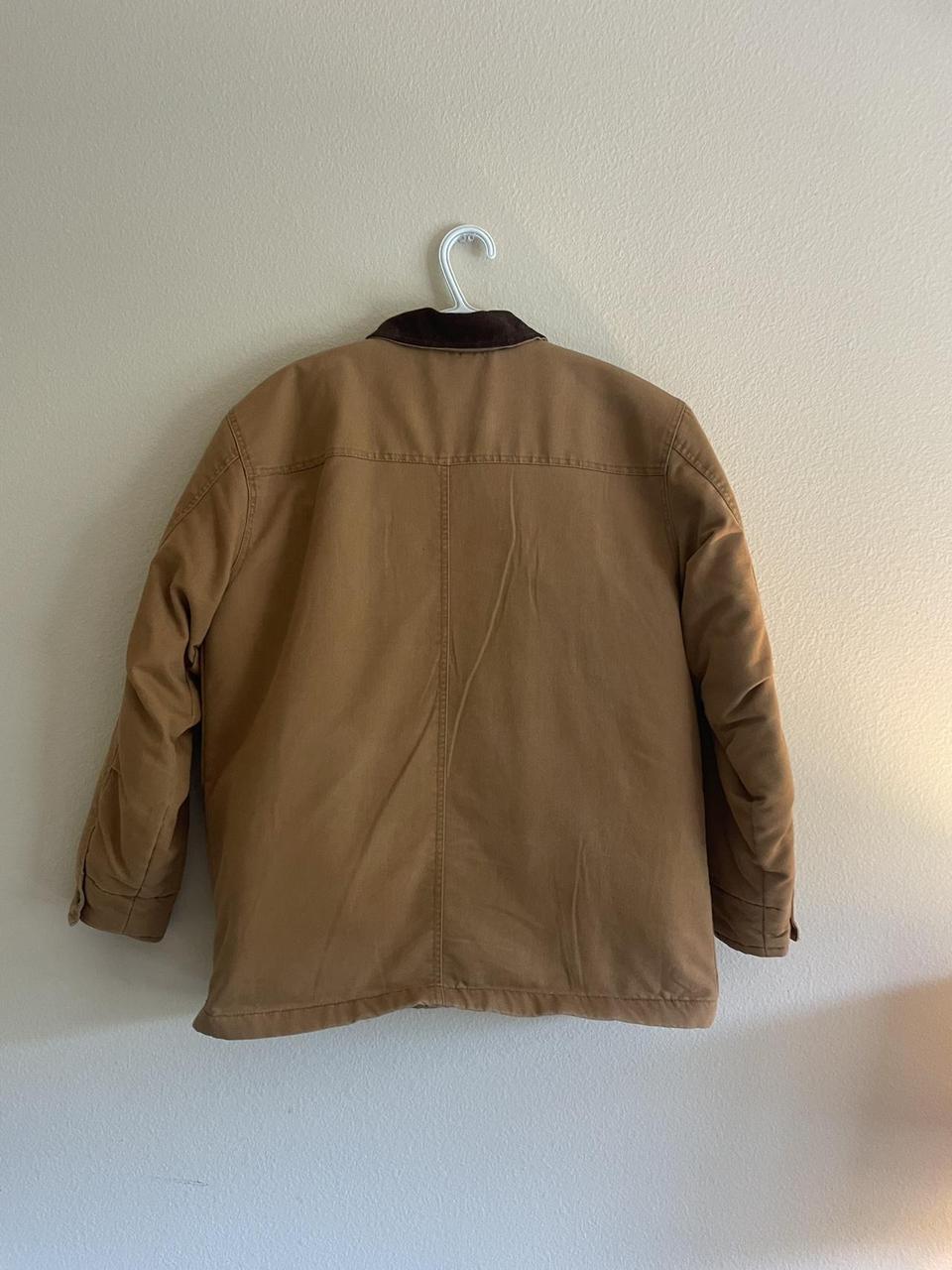 Brown wrangler work jacket heavy weight carpet... - Depop