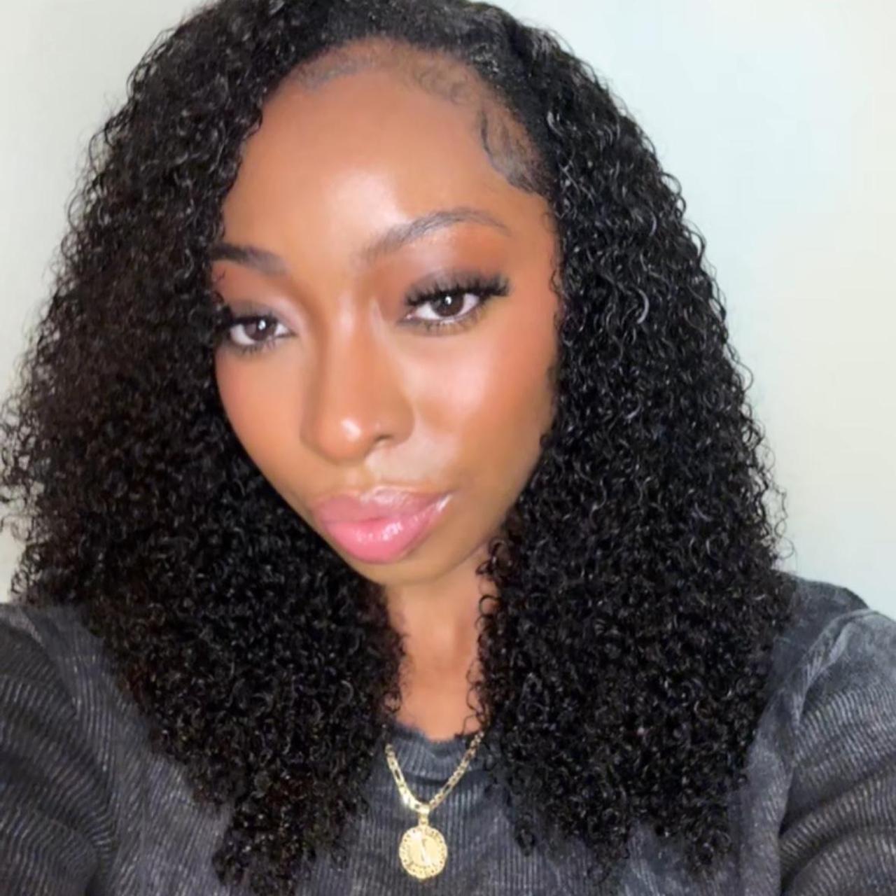 Refurbished Wig Kinky curly Invisible Half Wig... | Depop