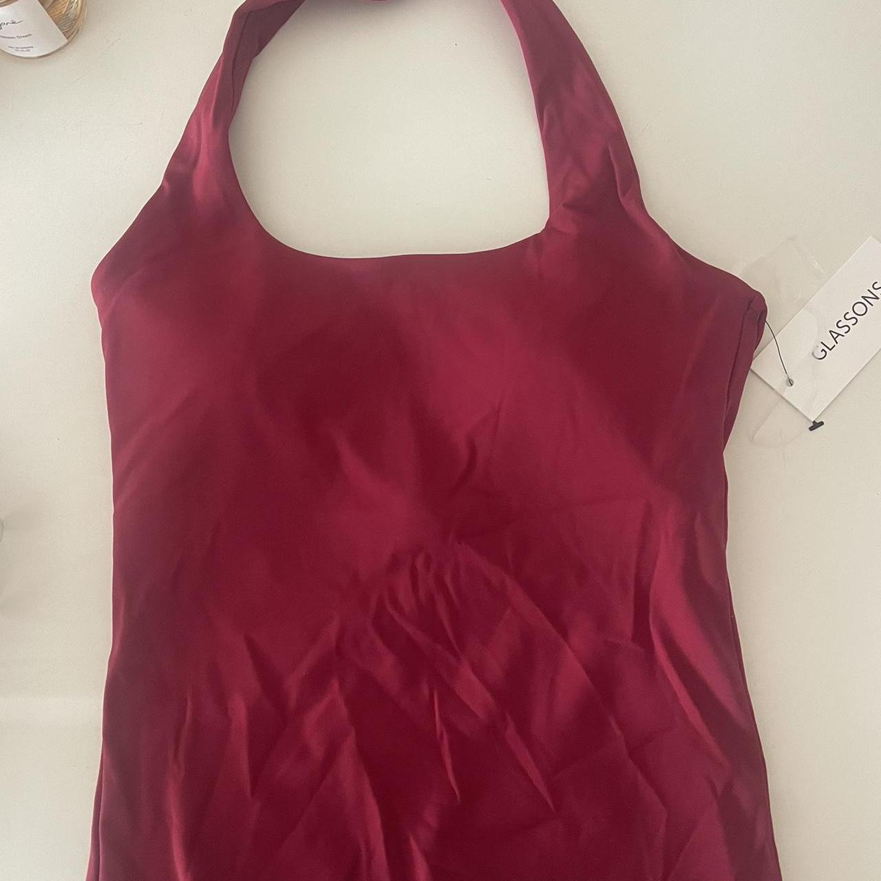 Burgundy Glassons halter neck top active top size... | Depop