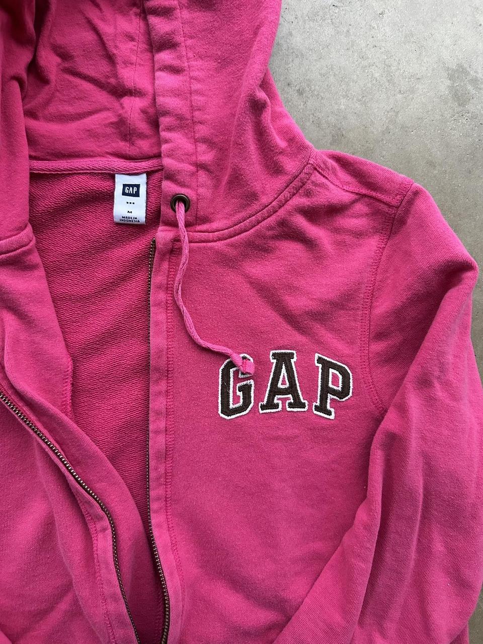 wmns pink gap zip up hoodie nice retro colors... - Depop