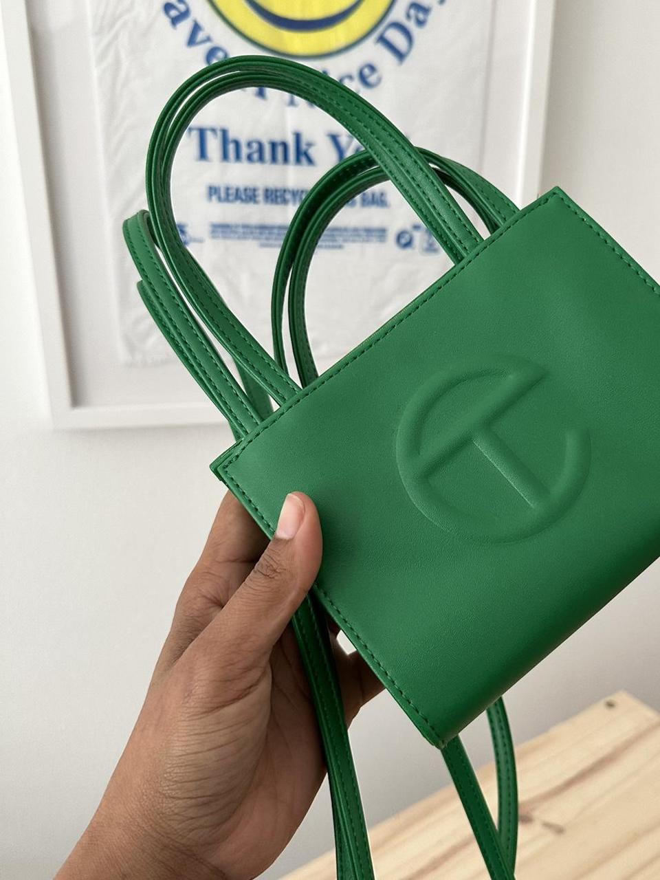 Small green Telfar shopping bag, worn only a handful... - Depop